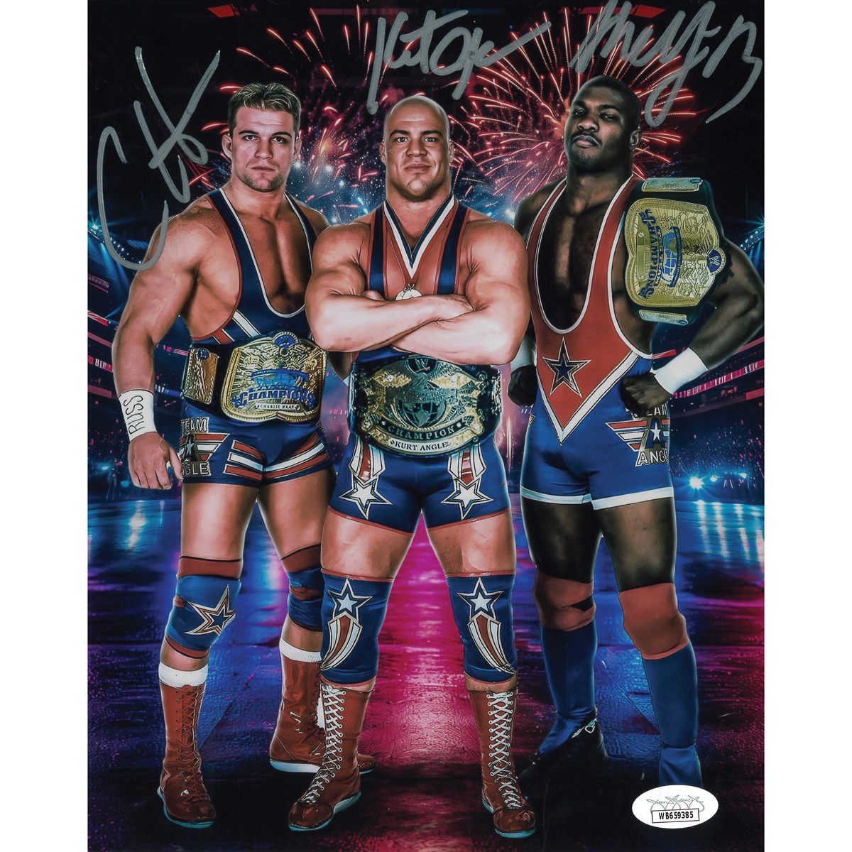 Team Angle AsylumGFX METALLIC 8 x 10 Promo - JSA TRIPLE AUTOGRAPHED ...