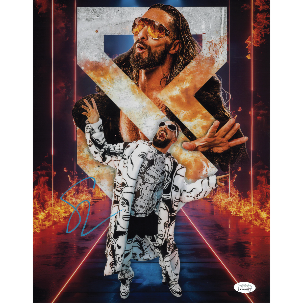 Seth Rollins SR Logo Fire AsylumGFX METALLIC 11 x 14 Poster - JSA AUTO ...