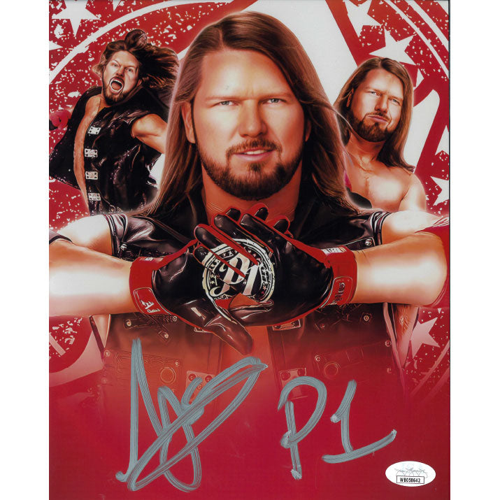 AJ Styles Red METALLIC 8 x 10 Promo - JSA AUTOGRAPHED — Highspots.com
