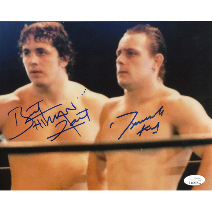 Bret Hart & Dynamite Kid Young Tag Team 8 x 10 Promo - JSA DUAL AUTOGR ...