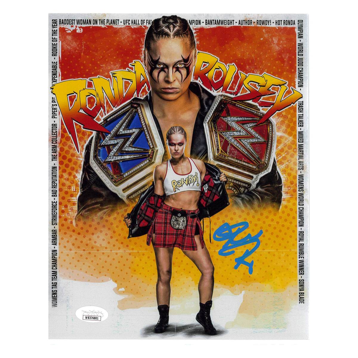 Ronda Rousey Asylum Belt Edit METALLIC 8 x 10 Promo - JSA AUTOGRAPHED ...