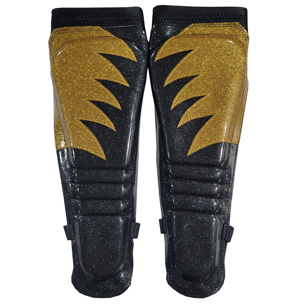 Gold Sparkle Design on Black Sparkle on Black Kickpads — Highspots.com