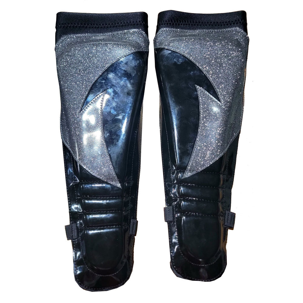 Gray Sparkle Design on Black Patent on Black Kickpads — Highspots.com